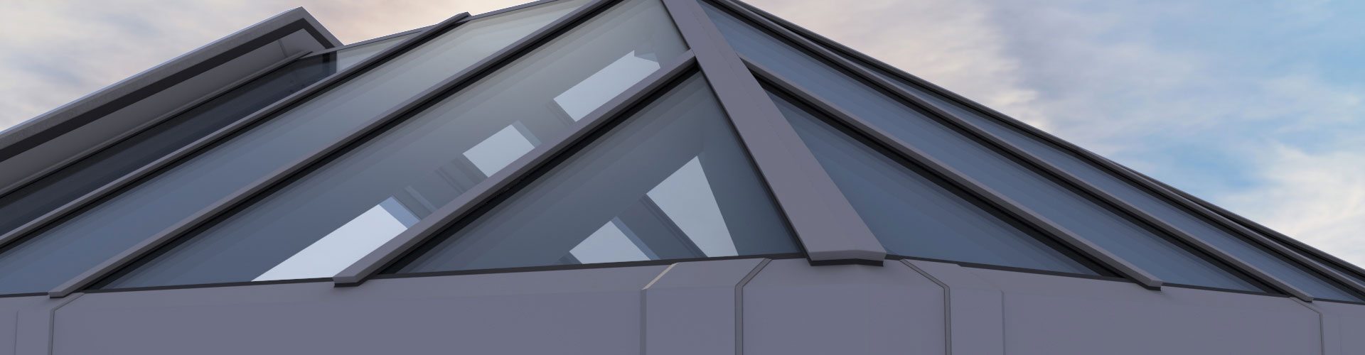 Double Pitch Skylight with Hipped End by Acurlite Structural Skylights Inc